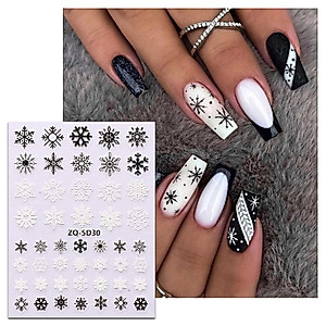 JMEOWIO 3D Embossed Christmas Nail Art Stickers Decals Self-Adhesive Pegatinas Uñas 5D Snowflake Xmas Winter Holiday Nail Supplies Nail Art Design Decoration Accessories 4 Sheets