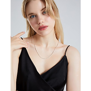 Waitsoul 925 Sterling Silver Singapore Chain Lobster Clasp 2mm Necklace for Women Silver Chain for Women Silver Necklace Chain 16 Inches Gifts for Her