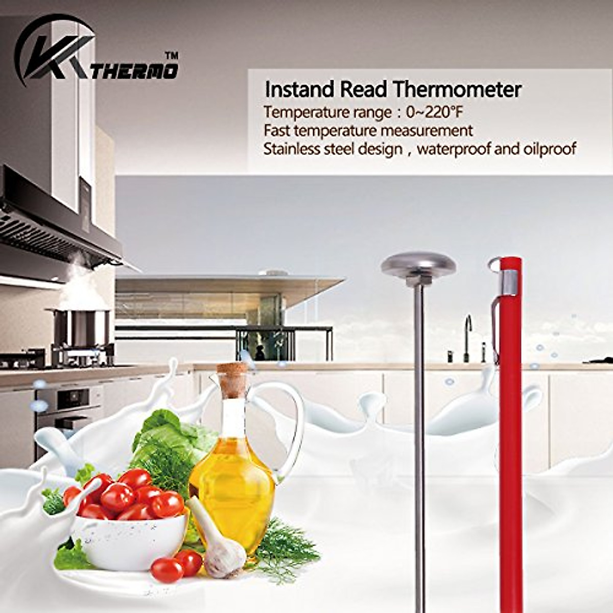 KT THERMO Instant Read 1-Inch Dial Thermometer,Best for The Coffee Drinks,Chocolate Milk Foam