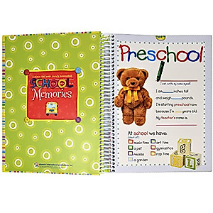 PI Kids School Memory Book Album Keepsake Scrapbook Photo Kids Memories from Preschool Through 12th Grade with Pockets for Storage Portfolio + Bonus 12 Slots to Paste Pictures - of School Pictures