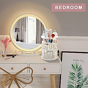 Rotating Makeup Organizer, DIY 8 Adjustable Layers Spinning Skincare Organizer, Cosmetic Display Case with Brush Holder Perfume Tray, Multi-Function Storage Carousel for Vanity Bathroom Countertop