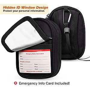 SITHON Insulated Medicine Carrying Case Bag - Small Travel Medication Organizer Emergency Medical Pouch Holds Auvi Q, Nasal Spray, Allergy Meds, Asthma Inhaler Case, Black