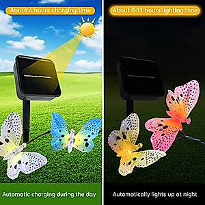 XVZ Outdoor Solar Garden String Lights, 12 LED Solar Butterfly String Lights,Waterproof IP65 and 8 Modes Decorative Lights for Bedroom Balcony Patio Backyards Christmas Holiday Wedding