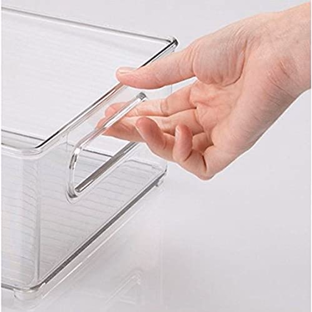 Upgraded 6 x Clear Organizer Storage Bin with Handle Compatible with Kitchen I Best Compatible with Refrigerators, Cabinets & Food Pantry - 10" x 5" x 6"