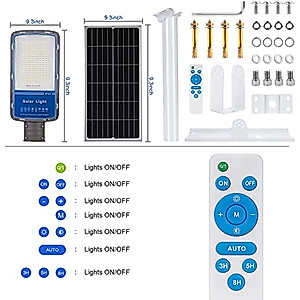 BLHKBAIKB Solar Street Light Outdoor,30000 Lumens Dusk to Dawn Solar LED Street Light with Remote Control 6500K Daylight White,IP67 Waterproof for Yard,Garden,Parking Lot