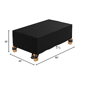 Patio Furniture Covers Outdoor Table Furniture Cover Waterproof Rectangle 600D Patio Sectional Couch Set Cover for Deck Lawn and Backyard Wind Dust Proof Anti-UV 92"L x 32"W x 40"H/230x80x100cm