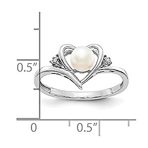Diamond2Deal 14k White Gold Genuine Pearl Diamond Engagement Ring Size 7 (0.21,ct)