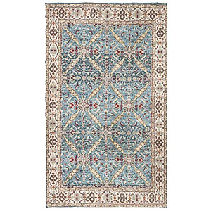 SAFAVIEH Saffron Collection 3' x 5' Navy / Cream SFN514N Handmade Boho Chic Distressed Cotton Area Rug
