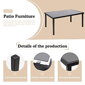 Tuoze 4 Pieces Outdoor Patio Furniture Conversation Glass Coffee Table Bistro Set with Loveseat Garden Yard Lawn and Balcony (Yellow)