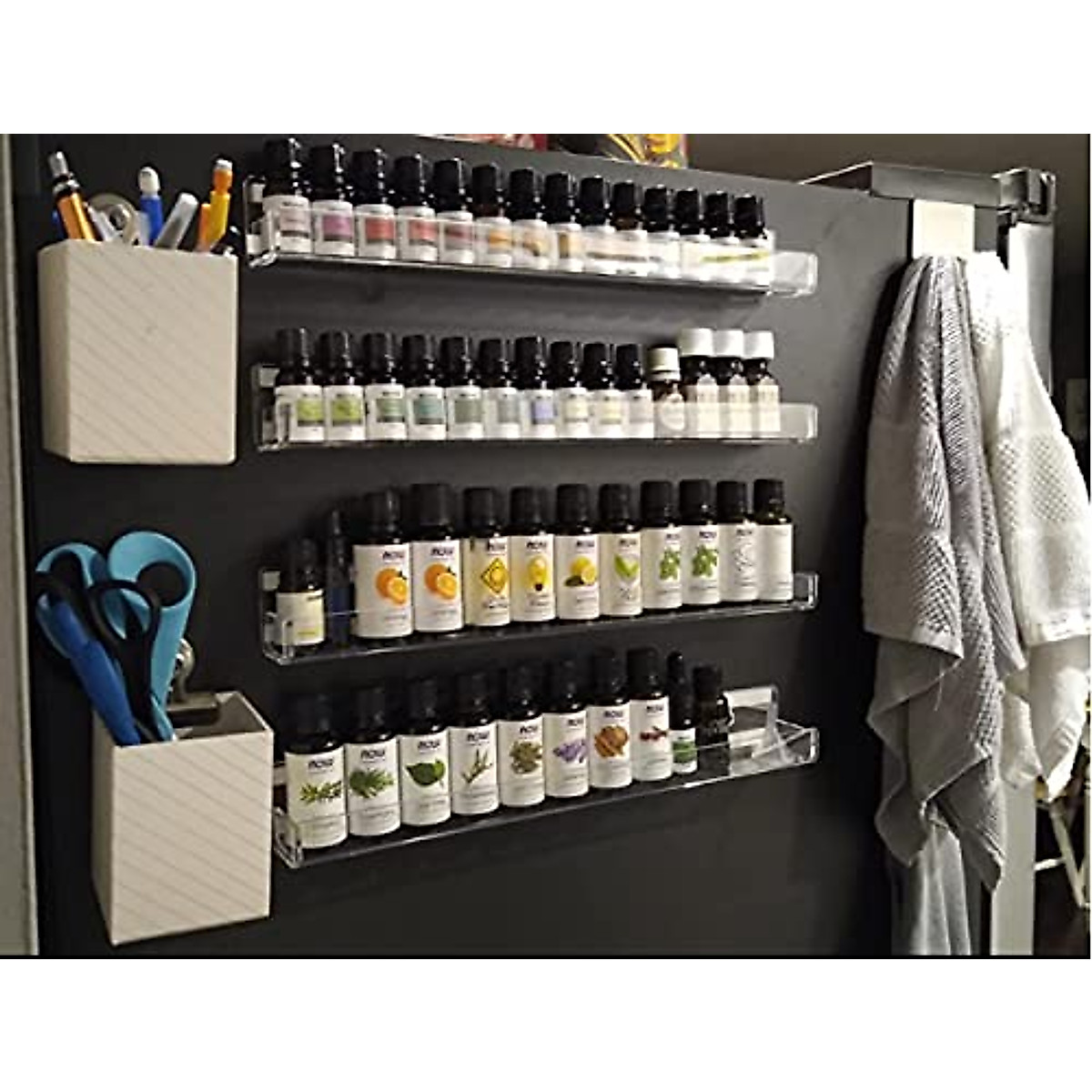 IEEK 4 PCS Floating Invisible Kids Bookshelf Wall Mounted Nail Polish Rack,Clear Acrylic Picture Ledge Vinyl Record Display Shelf Nail Polish Holder with Removable Anti-slip End Inserts,15 inch