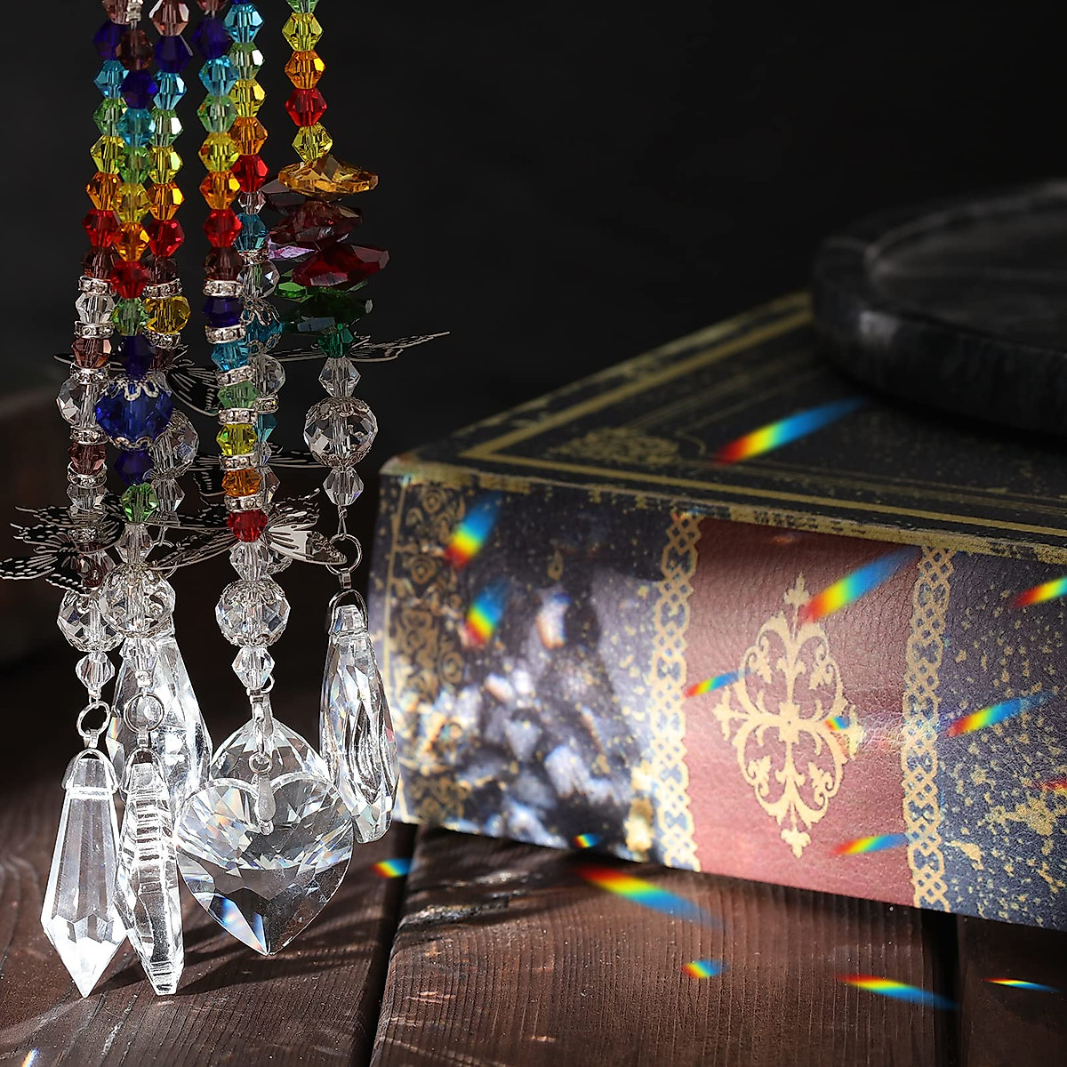 Crystals Ball Prisms Sun Catcher for Window Rainbow Maker with Butterfly Hanging Ornament for Home,Office,Garden Decoration, Pack of 6 Gift for Mother and Friend