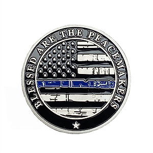Saint Michael Patron Saint of Law Enforcement Challenge Coin The Thin Blue Line Silver Plated Coins