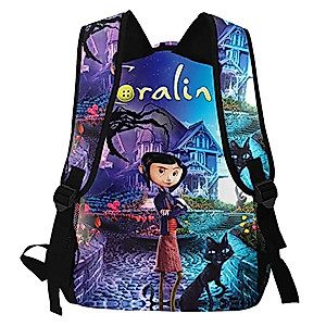 Hellomercuy Casual Daypack Cora Merchandise Lightweight Backpacks Water Resistant School Bags for Girls Boys Large Capacity, Black1, One Size