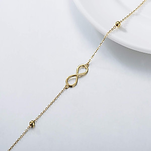 14K Solid Gold Infinity Bracelets Jewelry for Women, Real Gold Love Knot Bracelet Birthday Jewelry for Wife, Mom, Girlfriend, 6.5+1+1 inch