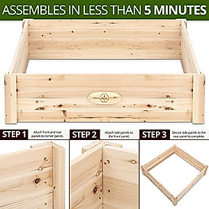 4x4 Cedar Raised Garden Bed Kit – Elevated Ground Planter for Growing Fruit/Vegetables/Herbs – (47 x 47 x 11) inches – Natural Rot-Resistant Wood Last 5+ Years Outdoors