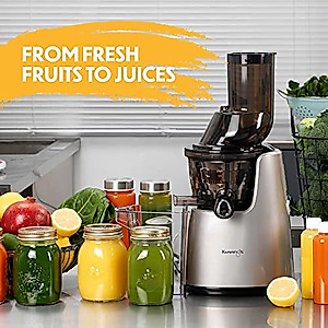 Kuvings Whole Slow Juicer Elite C7000S - Higher Nutrients and Vitamins, BPA-Free Components, Easy to Clean, Ultra Efficient 240W, 60RPMs-Silver
