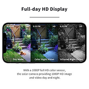 K&F Concept Solar Security Camera Wireless Outdoor, 2.4G WiFi Solar & Battery Powered Surveillance Camera, PTZ Home Security Camera with Color Night Vision & Siren/Motion Detection, 2 Way Talk