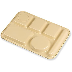Carlisle FoodService Products P61425 Polypropylene Left-Hand 6-Compartment Divided Tray, 14" X 10", Tan (Case of 24)