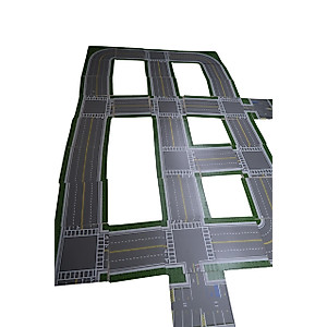 Vinyl Card Road Tiles Paper Road City Town Play Custom Driving Road and Parking Lot for 1/64 Ho Scale Car Track Builder for Kids Best Birthday Gifts Toys Boys Girls Ages 3+ Size of each Tile 12x 12 in