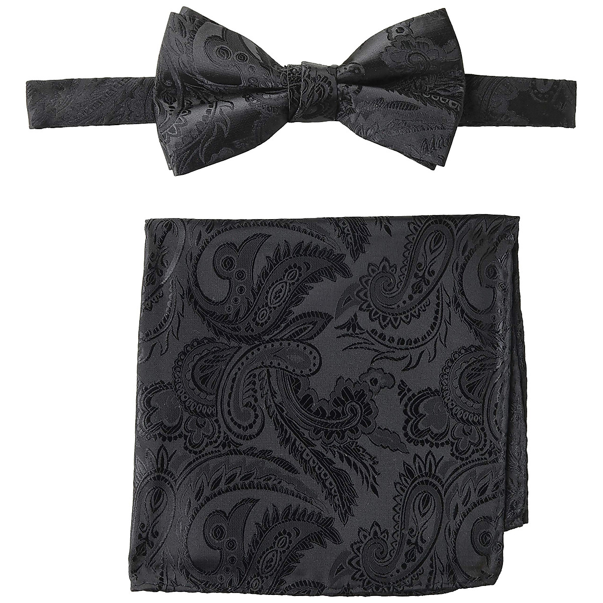 STACY ADAMS mens Classic Pretied With Pocket Square Bow Tie, Black, Regular US
