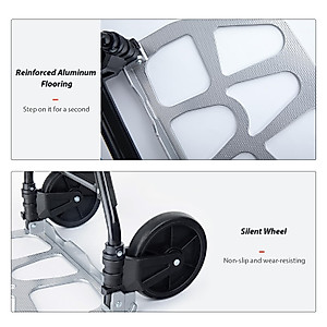 Nellyke Hand Truck Dolly Foldable,330LB Capacity Aluminum Folding Hand Cart,Heavy Duty Hand Truck Foldable Dolly with Swivel Handle,Folding Dolly Trolley with TPR Wheels for Moving