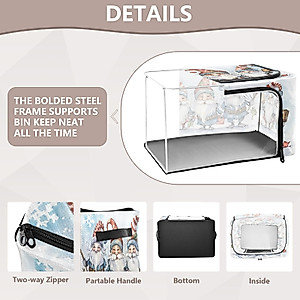 Qilmy Foldable Storage Boxes Cute Gnomes in A Winter Large Double Opening Storage Bins with Zipper,Closet Organizers and Storage Cube Basket for Home, Office, Bedroom 263