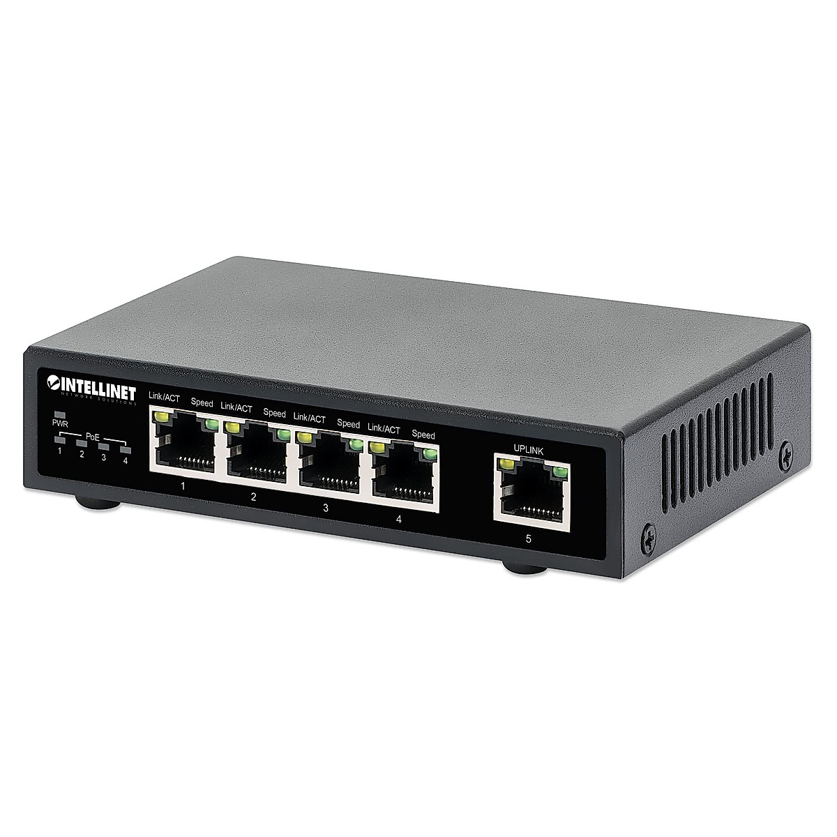 Intellinet 5-Port Poe Ethernet Switch - 62W Power Budget, Power Output up to 30W Per Port, Unmanaged, Wall Mountable, Fanless - for Computer Networking Hub, Desktop, 3 Yr Mfg Warranty – 561839