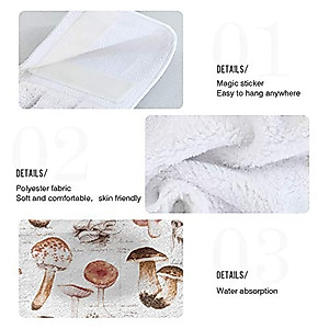 Oarencol Vintage Mushrooms Print Kitchen Hand Towel Absorbent Hanging Tie Towels with Loop for Bathroom 2 Pcs