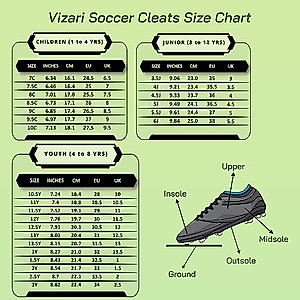 Vizari Stealth FG Soccer Shoes | Firm Ground Outdoor Soccer Shoes for Boys and Girls | Lightweight and Easy to wear Youth Outdoor Soccer Cleats | Green/Black | Little Kid