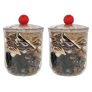 FABROK 2 Pack Hair Accessories Storage Organizer with Lid, Clear Plastic Container Canister for Laundry, Kitchen, Bathroom, Vanity Countertop Storage Organizer Decor(Large)