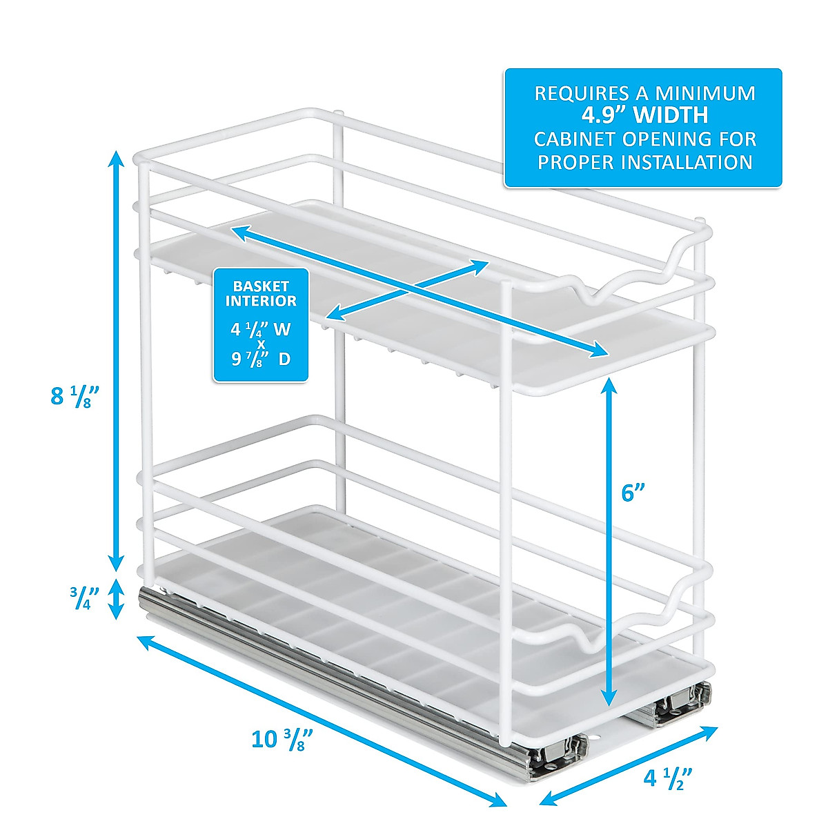 HOLDN’ STORAGE Pull Out Spice Rack Organizer for Cabinet, Heavy Duty-5 Year Limited Warranty- Slide Out Spice Rack 4.5" W -Fits Spices, Sauces, Cans etc. Requires at least 4.9” Cabinet Opening