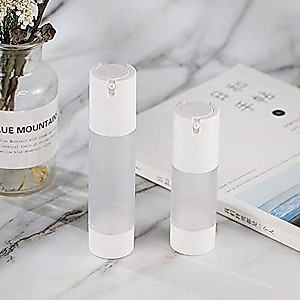 longway 1.7 Oz (50ML) Empty Refillable Airless Pump Bottle,Travel Foundation Containers,Airless Cosmetic Pump Bottle for Hand Sanitizer, Toner,Gel,Hair Oil, Lotion and Face Cream (Pack of 6, Frosted)
