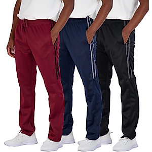 3 Pack: Mens Sweatpants Open Bottom Baggy Track Pants Active Athletic Workout Gym Training Tech Fleece Tapered Slim Tiro Tricot Wide Leg Sports Running Casual Quick Dry Fit Soccer Casual-Set 6,L