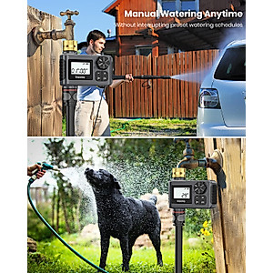 [Upgraded Version] Sprinkler Timer with Brass Swivel, Programmable Water Timer for Outdoor Garden Hose, Hose Timers with Rain Delay/Manual/Auto Mode, Drip Irrigation and Lawn Watering System, 1 Outlet