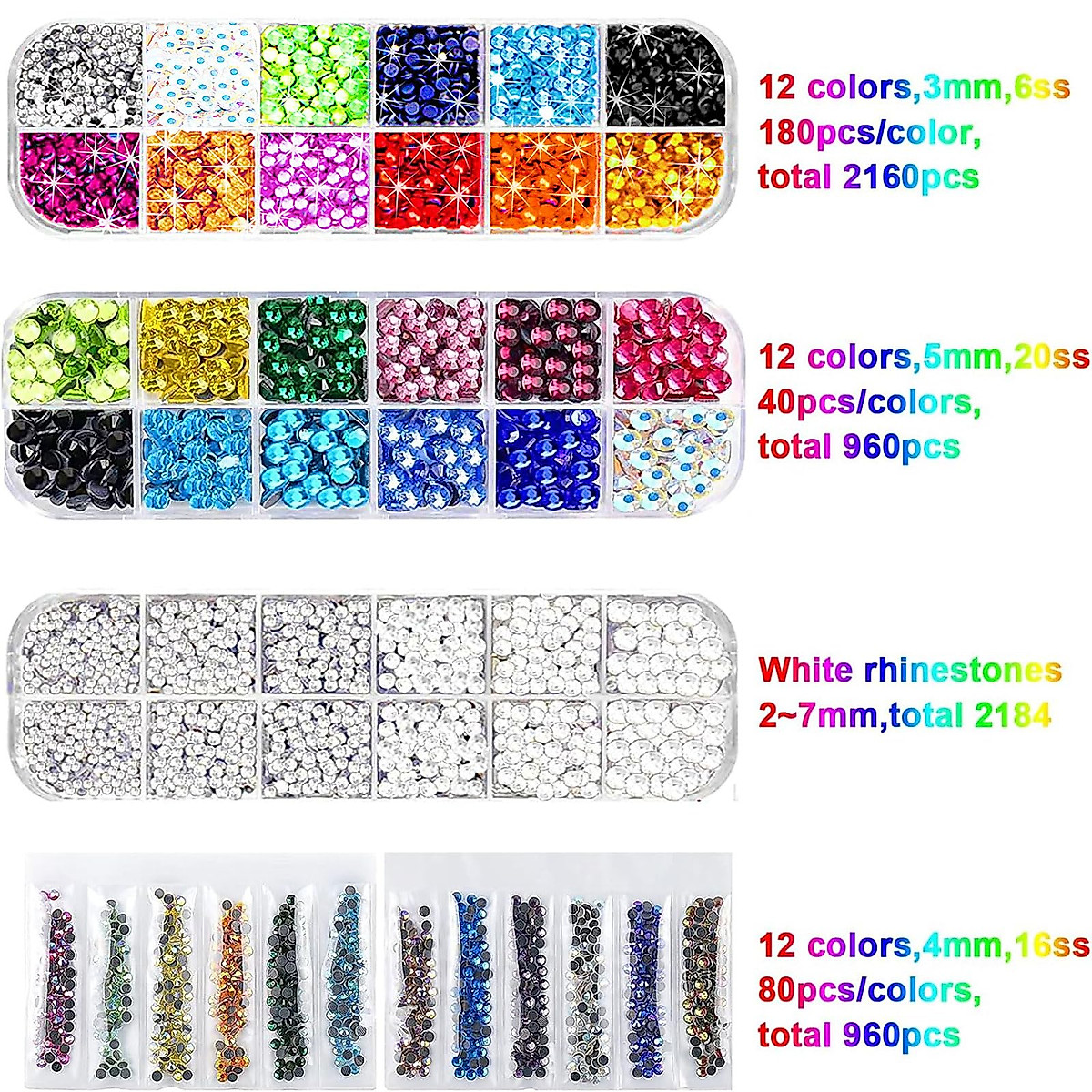 GLTECK Hotfix Applicator, Bedazzler Kit with 5784 PCS Rhinestones for Crafts, DIY Hot Fix Rhinestone Applicator Wand Setter Tool with 7 Tips, 6 Pattern Templates, Gloves, Tweezers & Cleaning Brush