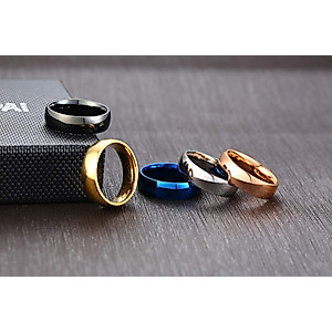 MZZJ Couple Jewelry Pinky Promise Distance Matching Ring His Hers Wedding Band 8MM&6MM Black Rose Gold Plated High Polish Stainless Steel Initial Rounded Dome Wedding Band Set