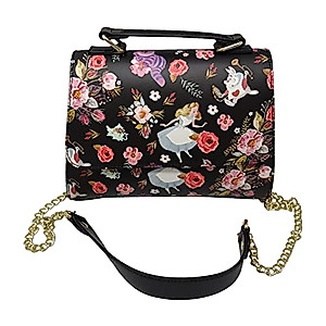 Loungefly Disney Alice in Wonderland Allover Floral Print Crossbody Satchel Handbag Purse
