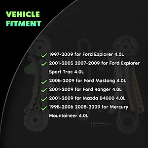 SCITOO TK428TK4090 Timing Chain Kit Chain Tensioner Sprocket Chain Guide Rail fits for 97-09 for Ford Explorer for Mazda B4000 for Mercury Mountaineer