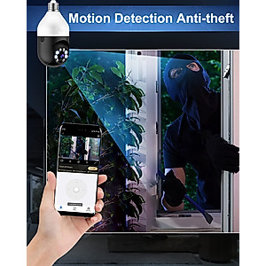 E27 360° Security Cameras Wireless Outdoor, 2.4GHz & 5G WiFi Light Bulb Security Camera, 1080p Video Surveillance for Home Security, Indoor Night Vision Cam System, Motion Detection, Two-Way Talk