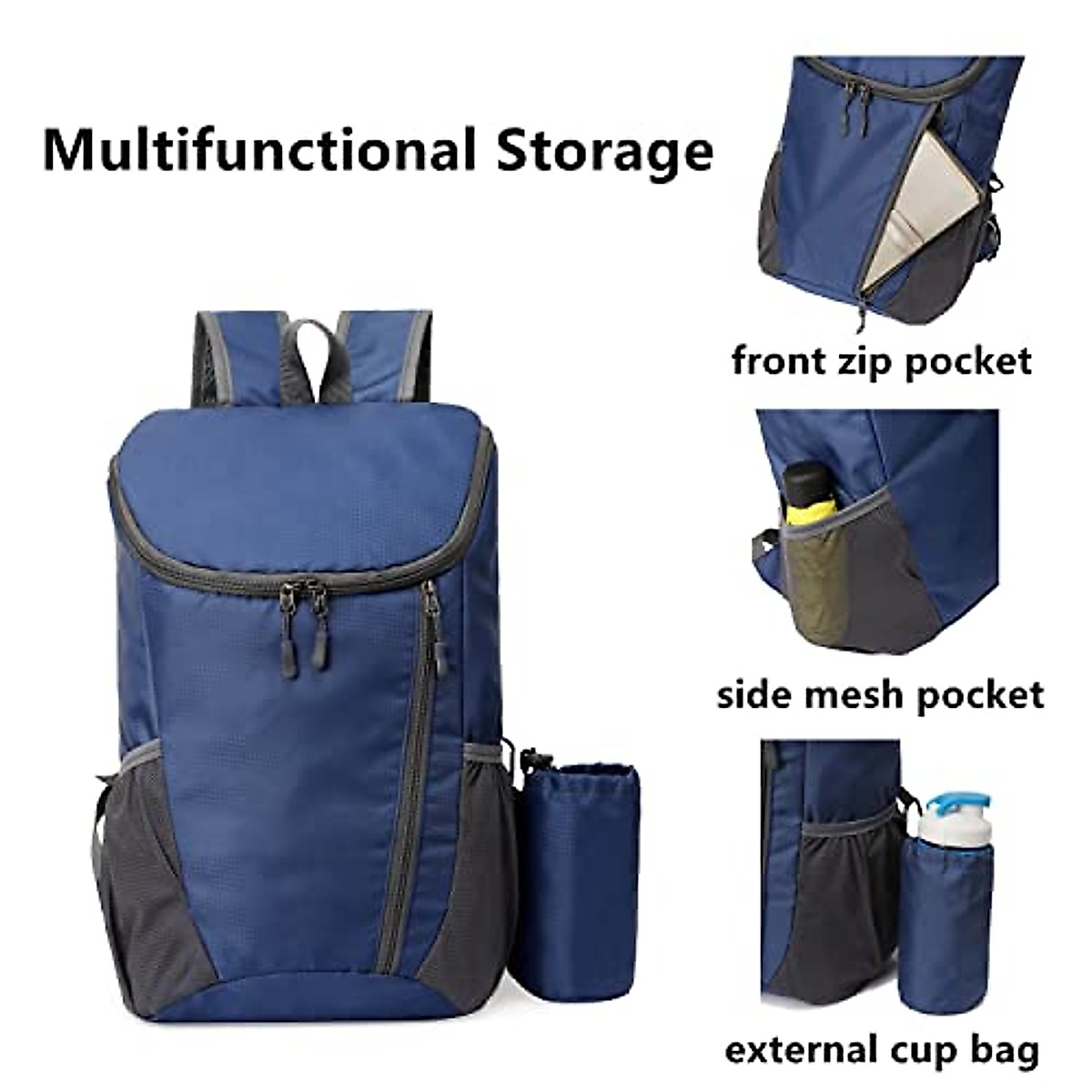 KEYDUACU Unisex foldable backpack portable backpack hiking travel backpack wear-resistant waterproof backpack outdoor sports backpack(blue)