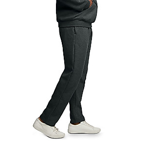 Fruit of the Loom Men's Eversoft Fleece Open Bottom Sweatpants with Pockets, Relaxed Fit, Moisture Wicking, Breathable, Black Heather, Large