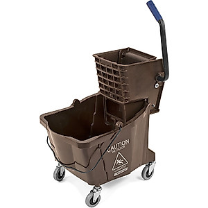 CFS 3690469 Commercial Mop Bucket With Side Press Wringer, 35 Quart Capacity, Brown