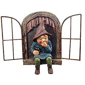 vomiceak Garden Gnome Statue, Elf Out The Door Tree Hugger -5.9 Inch, Funny Garden Tree Decoration, Patio Yard Lawn Porch Decoration