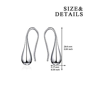 Teardrop Earrings for Women 925 Sterling Silver Small Hoop Drop Earrings Pull Through Dangle Earrings Jewelry Christmas Gifts for Mom Sister