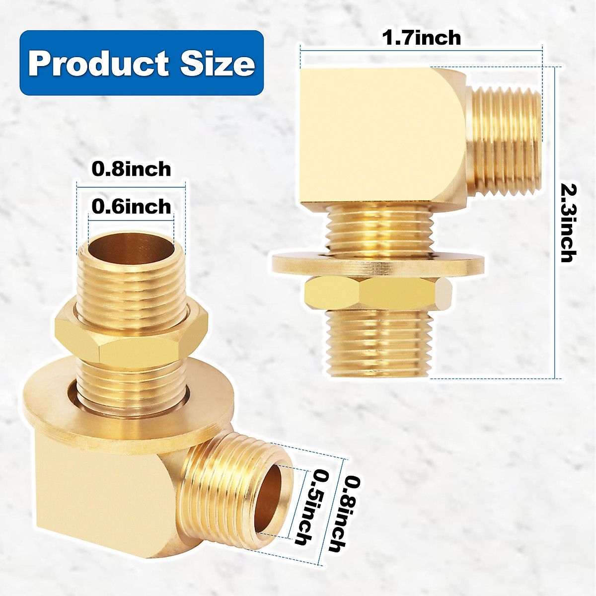 WEHOPE 2PCS B-0230-K Brass Wall Mount Connection Installation Kit Replacement for T&S B-0230 Style and B-0674-RGH Service ，with Teflon Tape