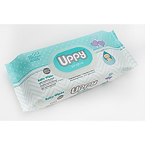 UPPY Sensitive Baby Wipes – Ideal for Diaper Bag and Traveling. Made With Purified Water. Pleasant Shea Butter Scent. Soft Cloth. Hypoallergenic. Fresh and Clean. Disp Pk 72 ct.