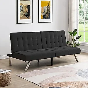 FIQHOME Modern Fabric, Convertible Couch Bed,Futon Sets Daybed,Folding Sleeper Sofa Love seat for Living Room&Bedroom Small Space,Black