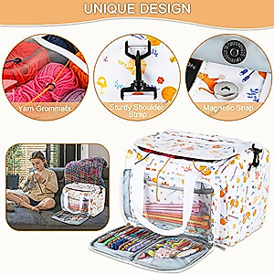 Coopay Huge Crochet Bag Knitting Bag for Crochet Hooks, Portable Yarn Bag Travel Crochet Bag with Removable Inner Divider for Crochet Yarn & Knitting Crochet Supplies -Ideal Knitting Gifts