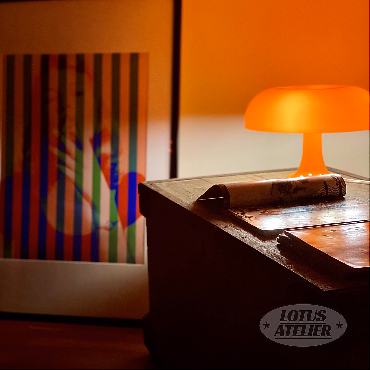 Lotus Atelier Orange Mushroom Lamp for Room Aesthetic Modern Lighting for Bedroom | Cool Retro Living Room Decor (Orange)