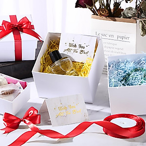 Marspark 4 Pcs Valentine‘s Day Nesting Gift Boxes with Lids Mixed Size Square Nested Boxes Stackable Gift Boxes Present Wrap Gift Box with Ribbon Gift Card for Presents Birthday Party Favor(White Box)